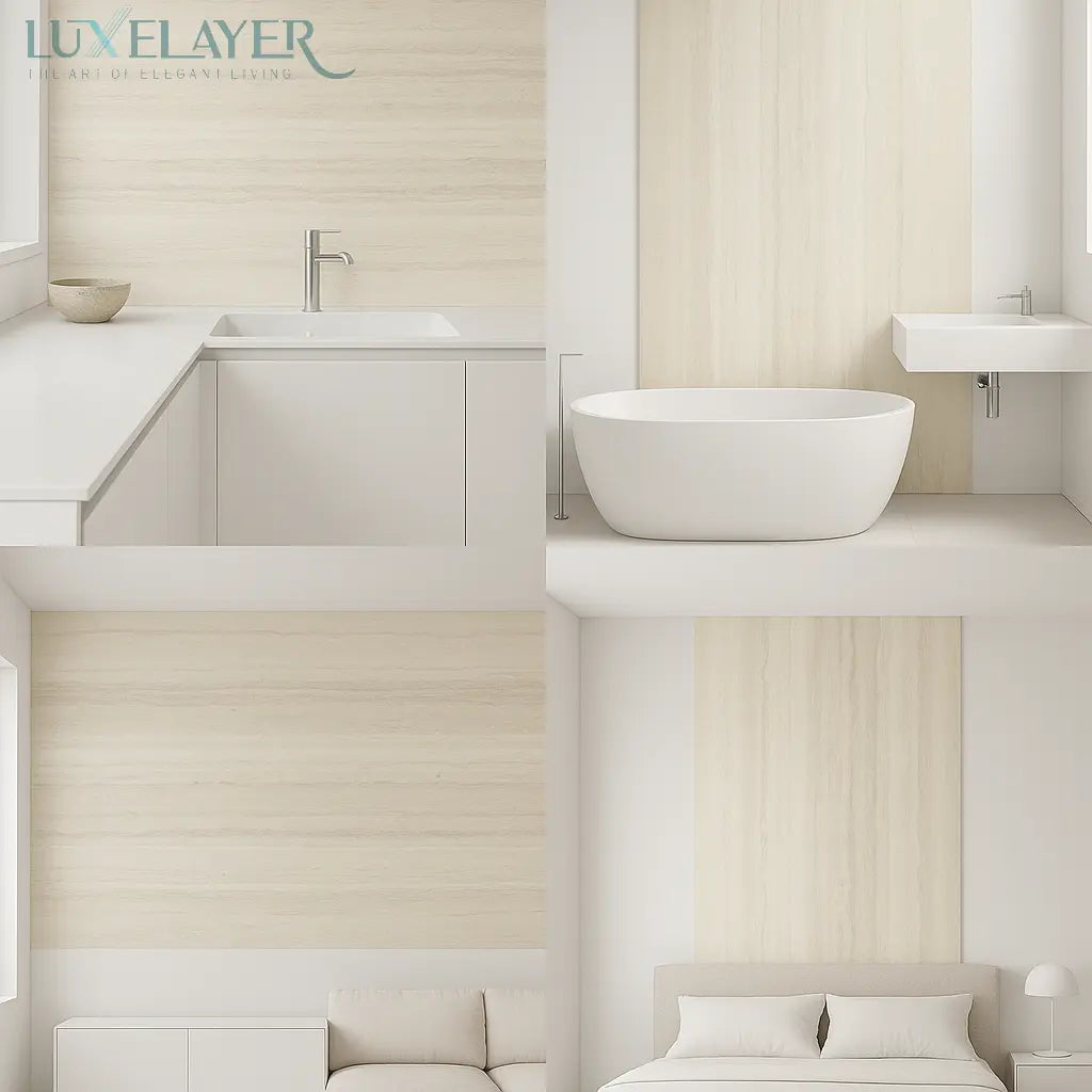 Ivory Travertine Wall Panel – Luxury Cream Stone Finish | LUXELAYER ...
